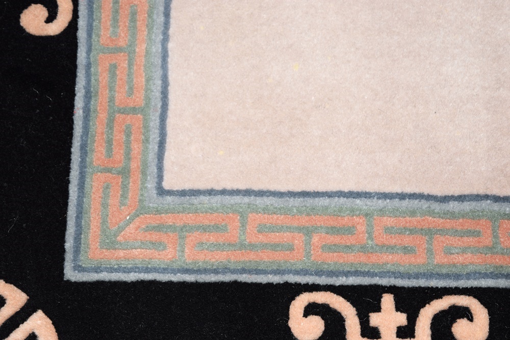 Striking Hand Knotted Chinese Ch'ing Dynasty Carved Wool Rug | EBTH