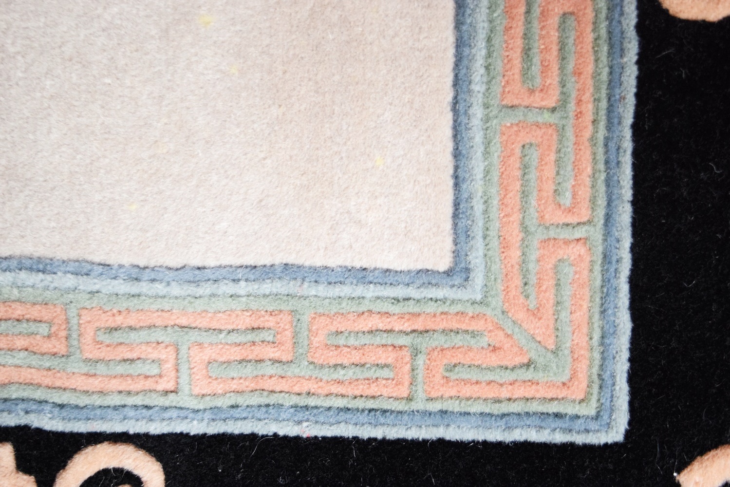 Striking Hand Knotted Chinese Ch'ing Dynasty Carved Wool Rug | EBTH