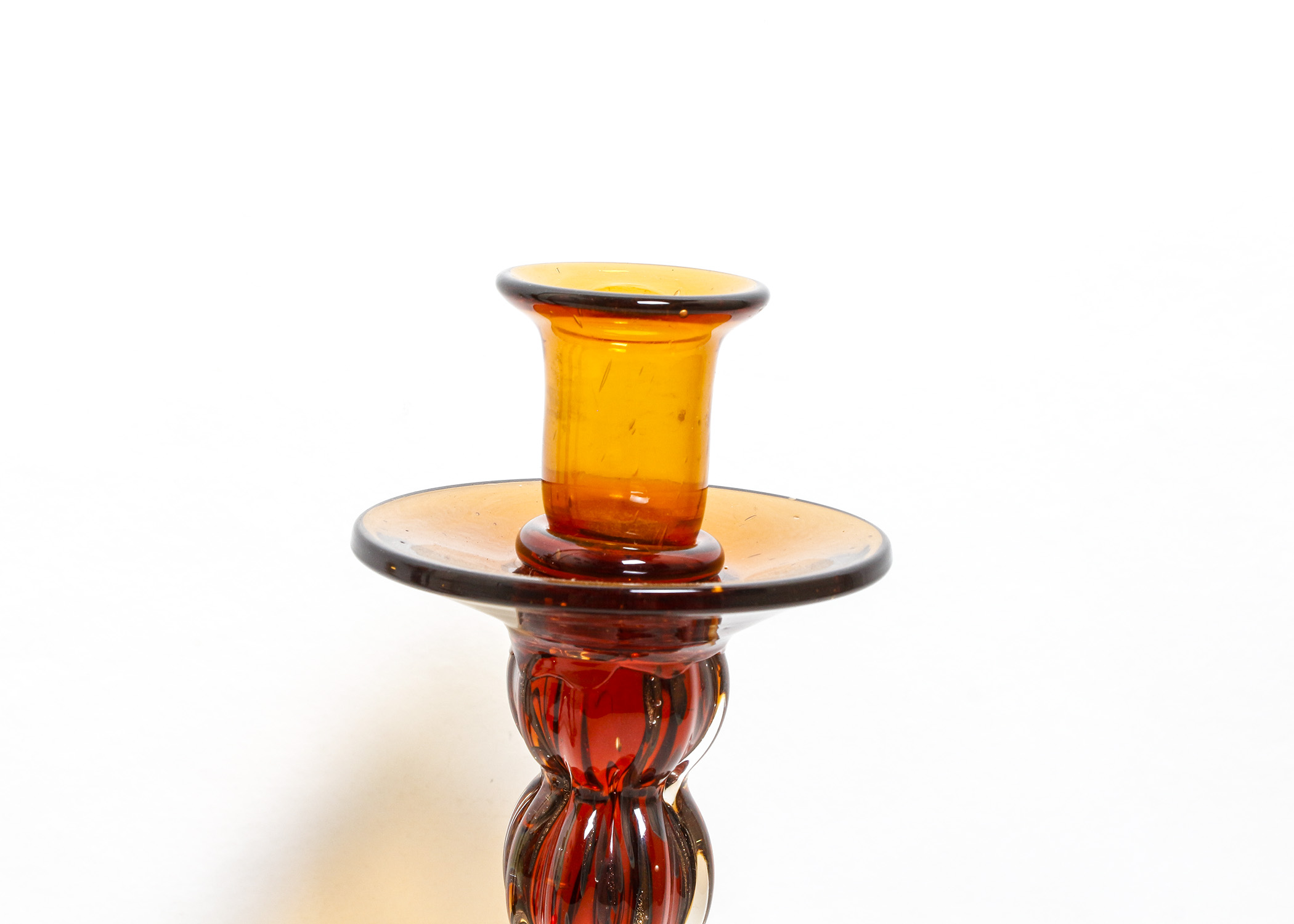 Trio of Amber Glass Candlesticks | EBTH