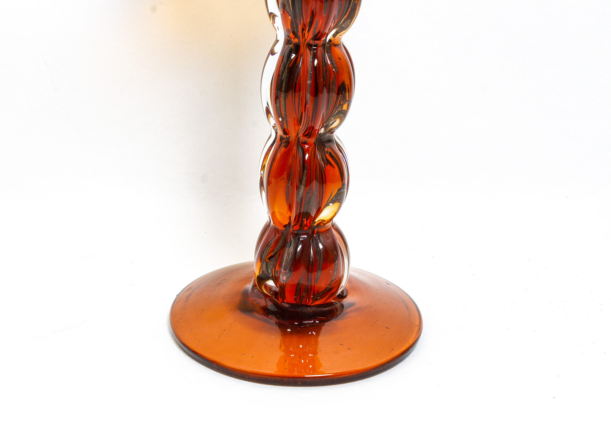 Trio of Amber Glass Candlesticks | EBTH