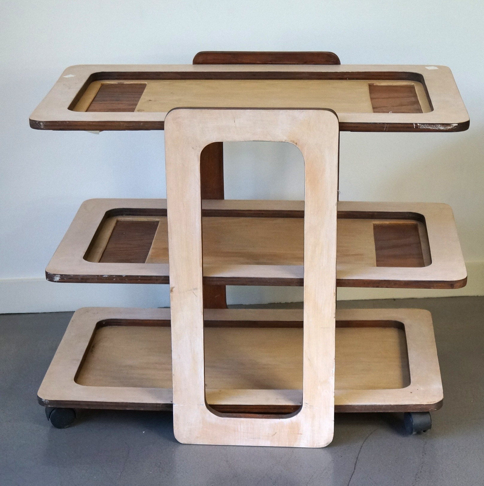 Geometric Mid-Century Style Platform Tea Cart | EBTH