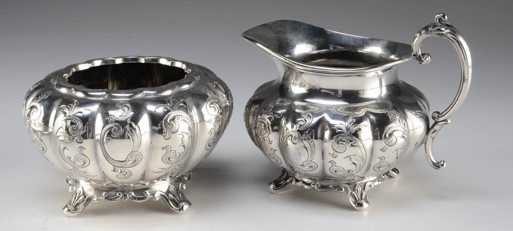 Seven Piece Silver Plate Community "Melon" Hand-Chased Tea Set | EBTH