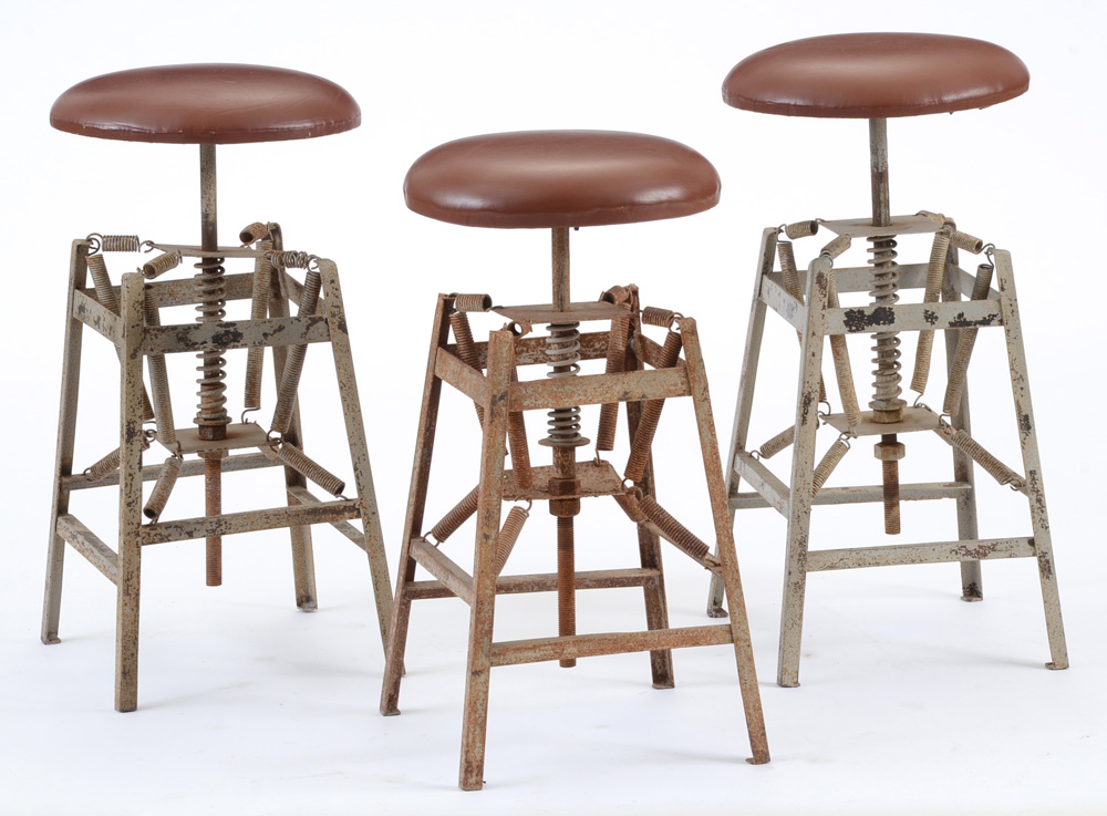 Industrial Style Spring Base Adjustable Height Stools | EBTH