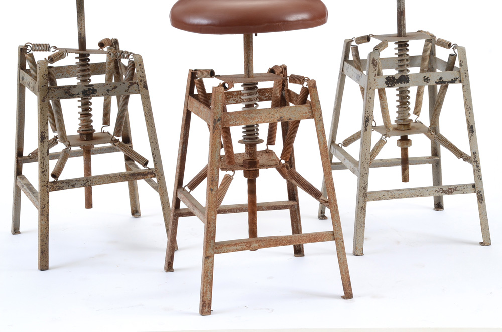 Industrial Style Spring Base Adjustable Height Stools | EBTH