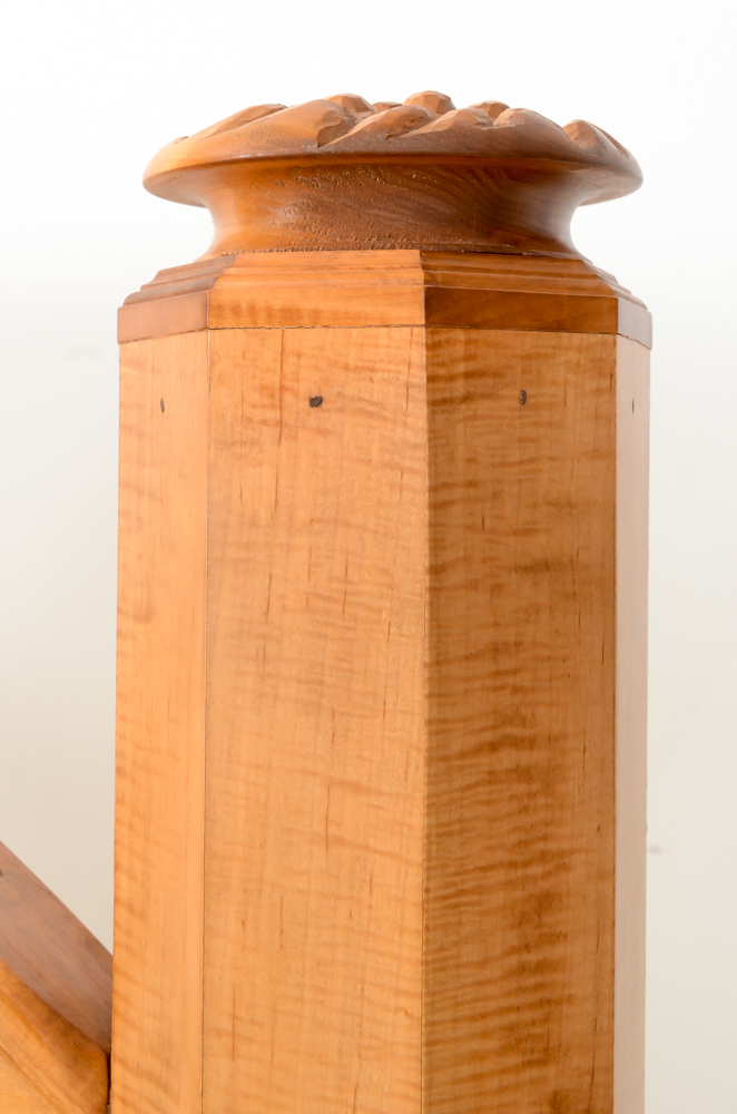 Custom Curly Maple King Bed with Stained Glass | EBTH