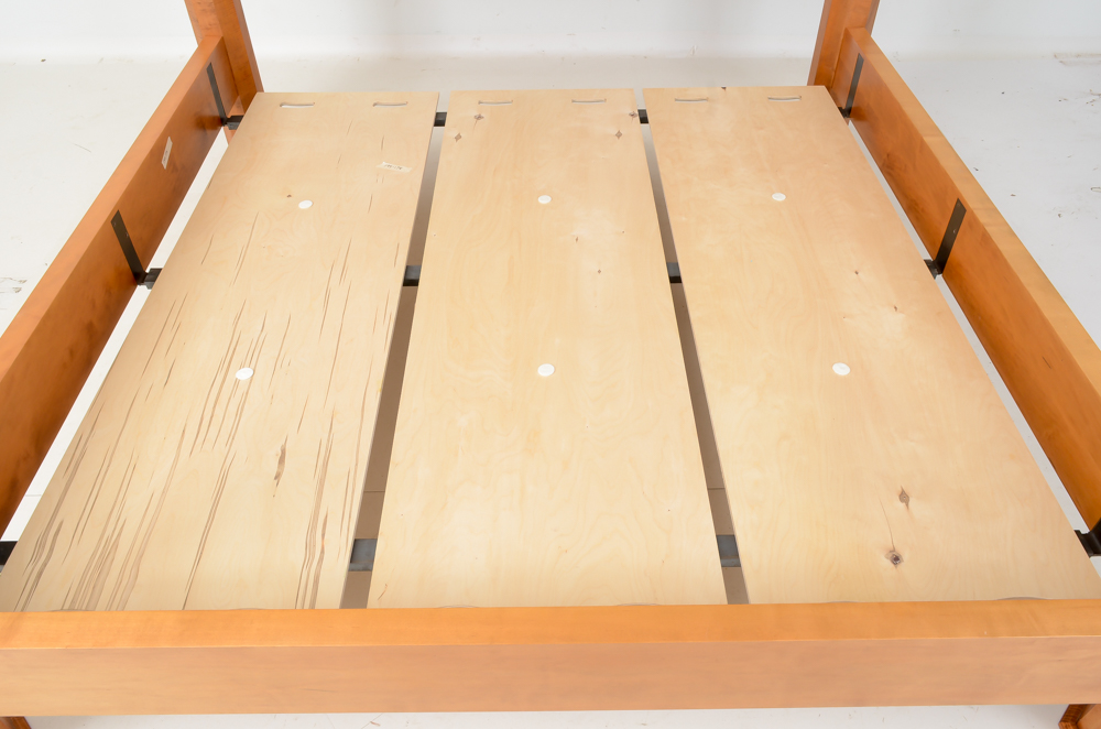 Custom Curly Maple King Bed with Stained Glass | EBTH