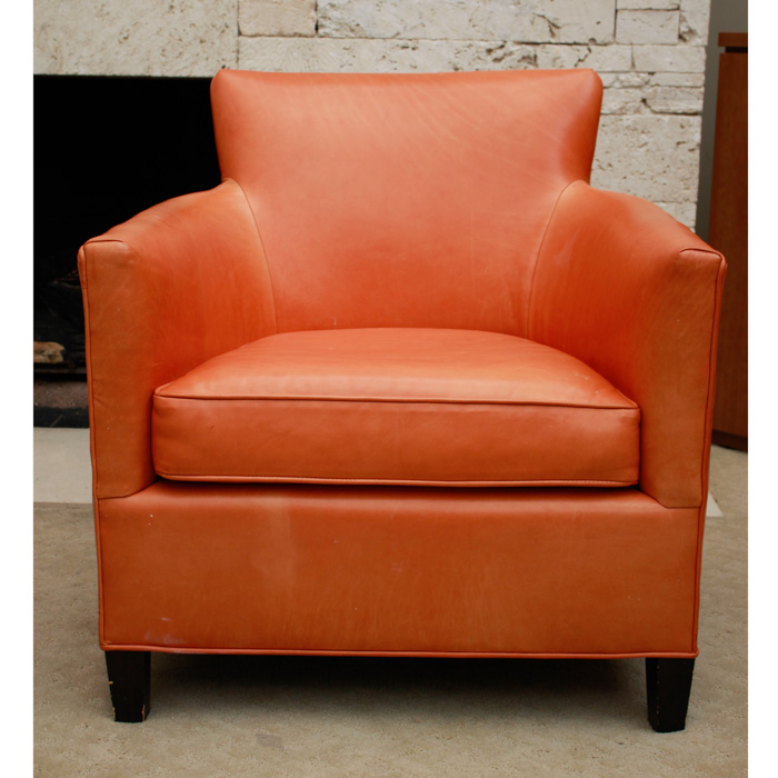 Crate & Barrel Persimmon Leather Poet Chair | EBTH