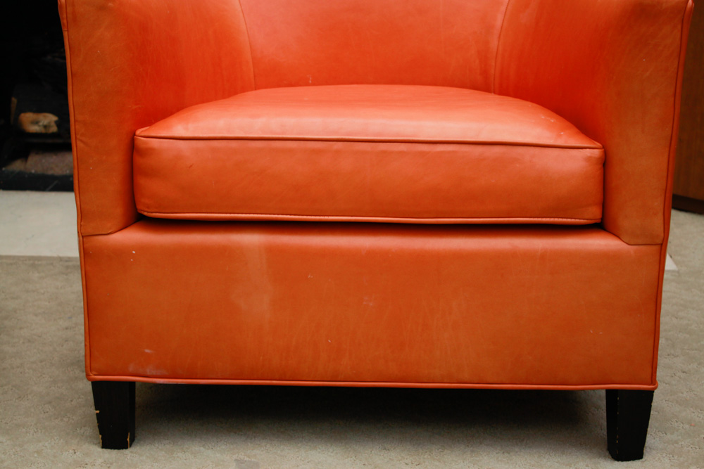 Crate & Barrel Persimmon Leather Poet Chair | EBTH