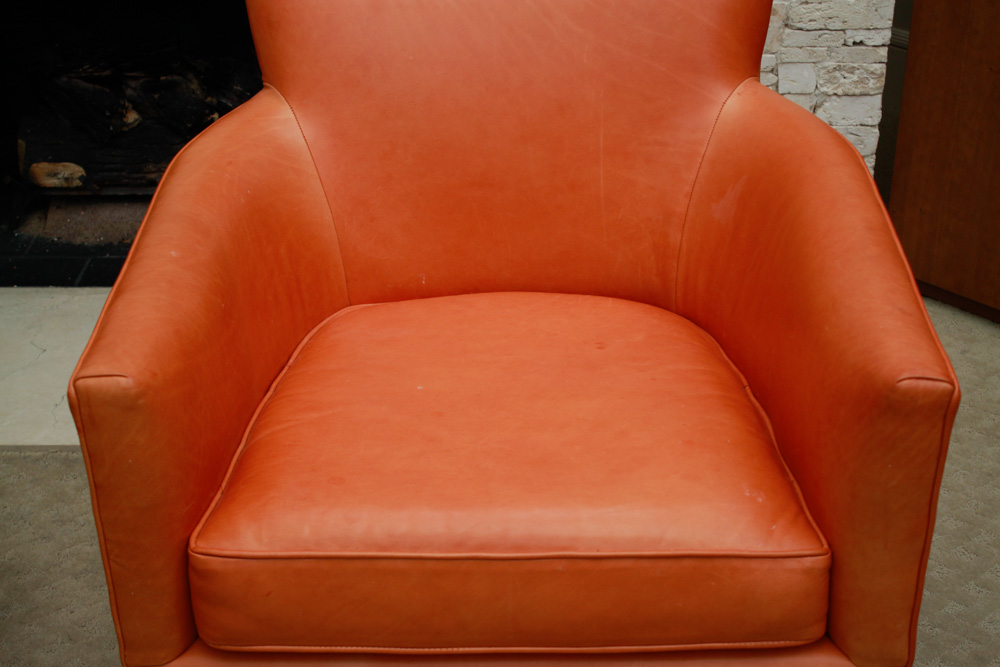 Crate & Barrel Persimmon Leather Poet Chair | EBTH