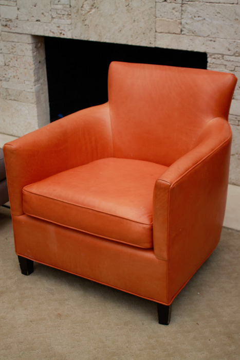 Crate & Barrel Persimmon Leather Poet Chair | EBTH