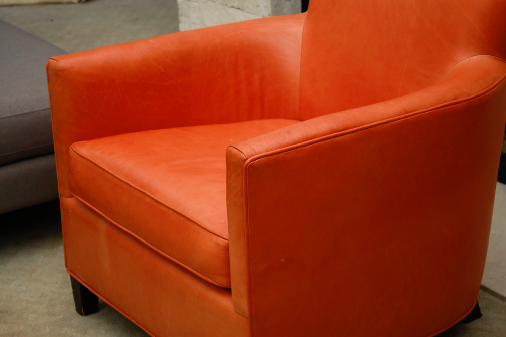 Crate & Barrel Persimmon Leather Poet Chair | EBTH