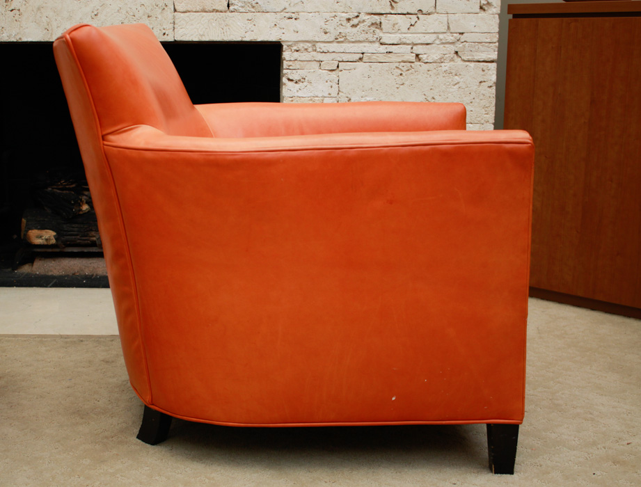 Crate & Barrel Persimmon Leather Poet Chair | EBTH
