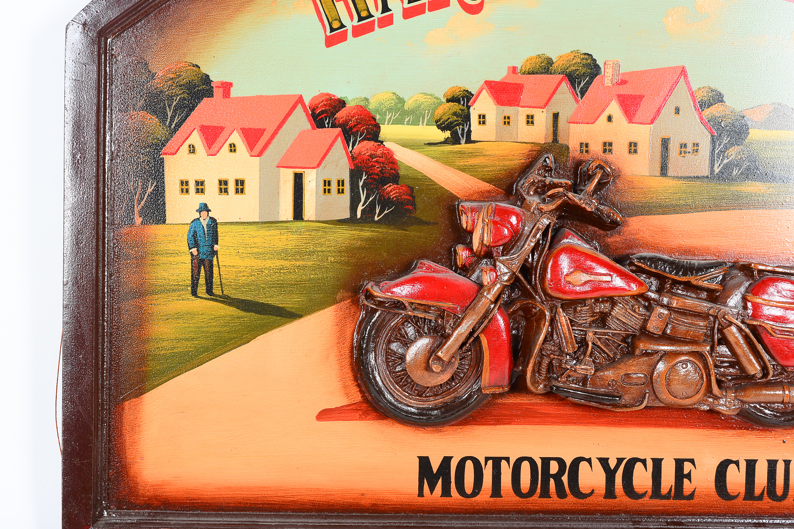Handpainted Harley Davidson Motocycle Club Plaque | EBTH