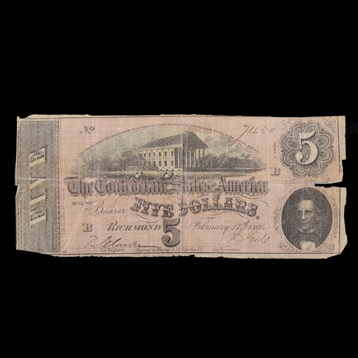 Five Dollar Note from the Confederate States of America | EBTH