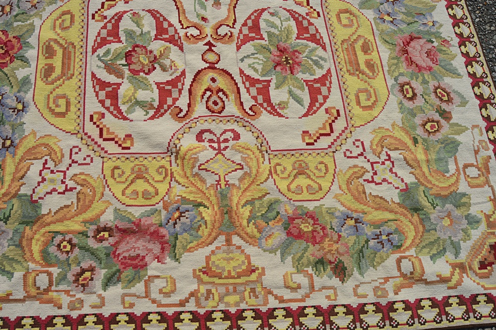 French Aubusson Style Wool Needlepoint Rug | EBTH