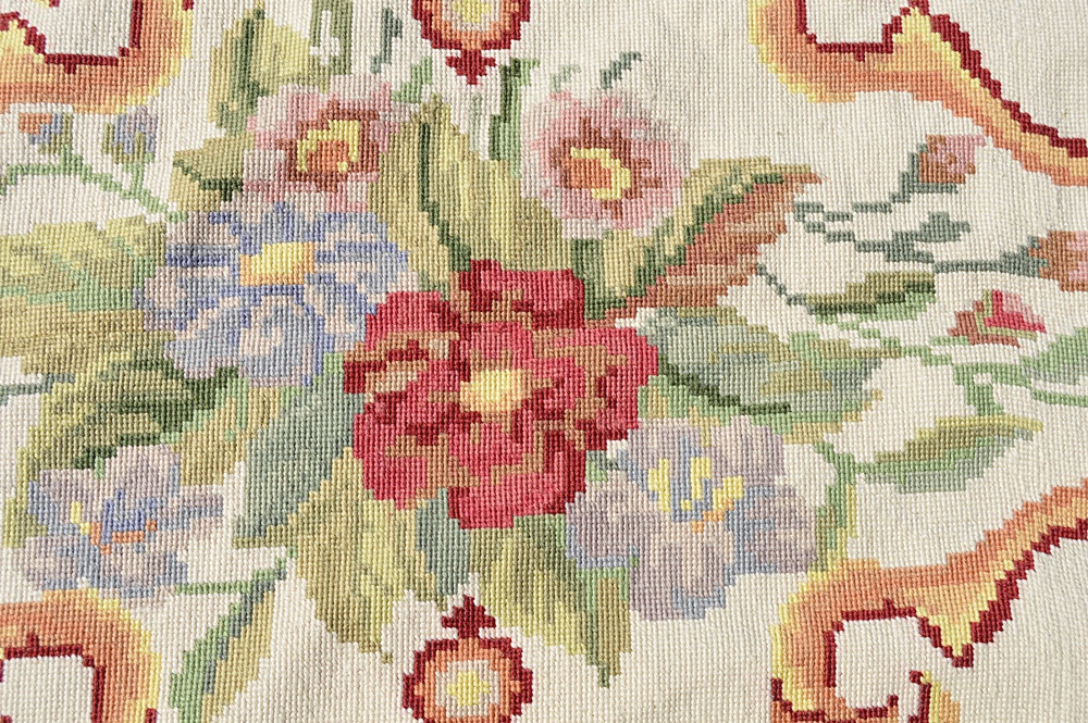 French Aubusson Style Wool Needlepoint Rug | EBTH