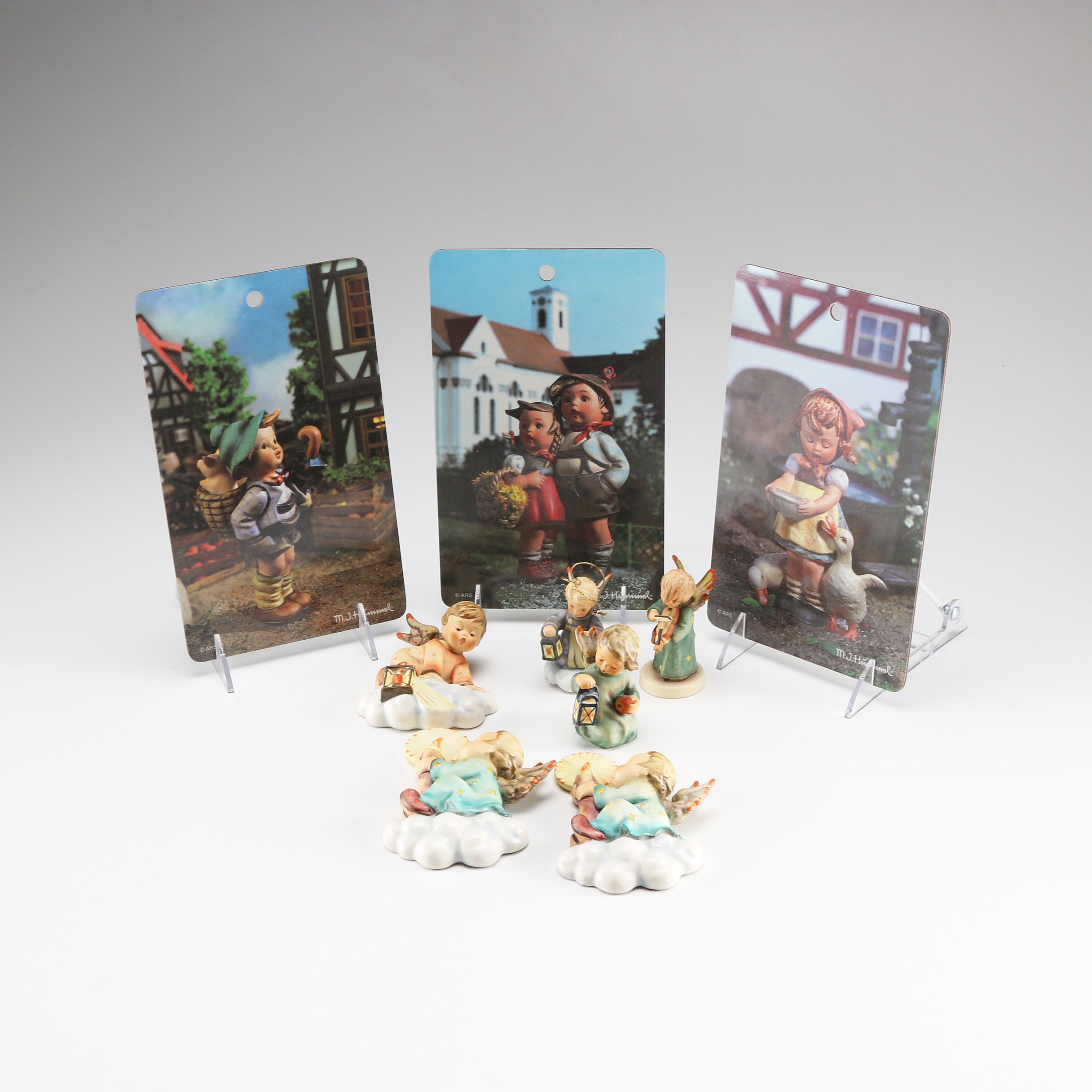 Hummel Ceramic Angel Decor and Set of Three Ricolor Picture Plaques ...