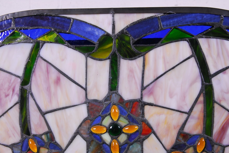 Stained Glass Three Panel Fireplace Screen Ebth