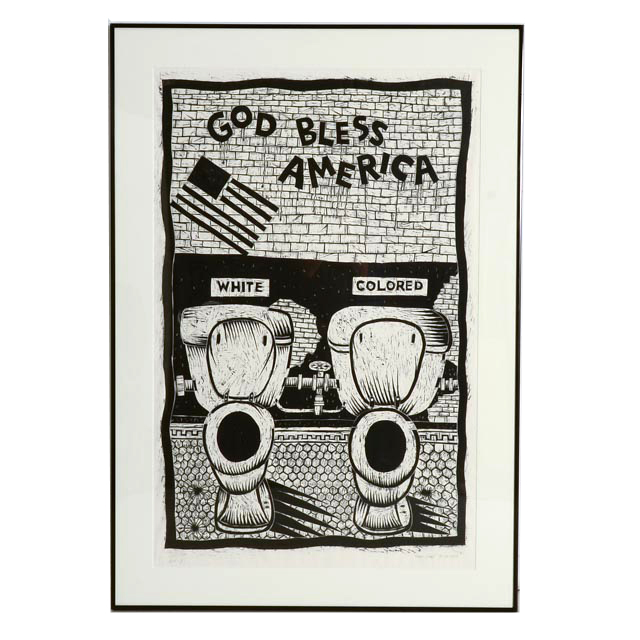 Thom Shaw Artist's Proof Woodcut "God Bless America" | EBTH