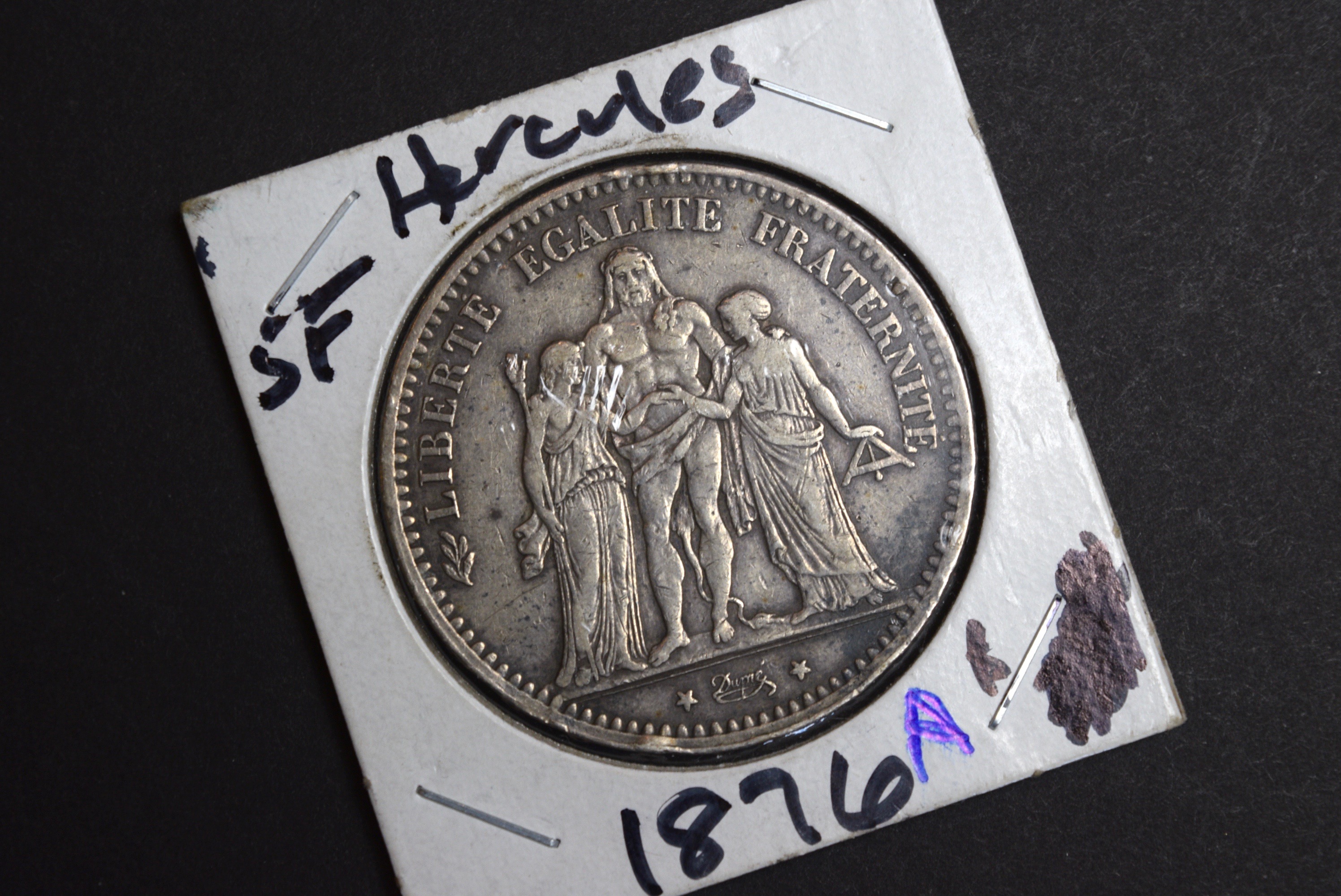 1876 A French Five Francs Hercules Silver Coin | EBTH