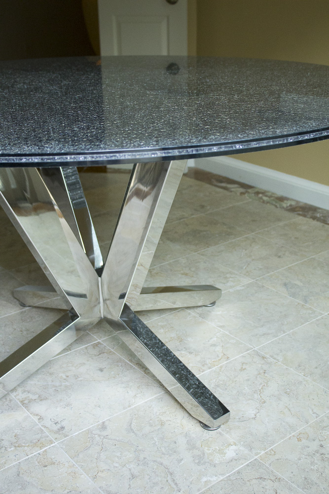 Crackle Glass Top Dining Table With Metal Base | Everything But The House