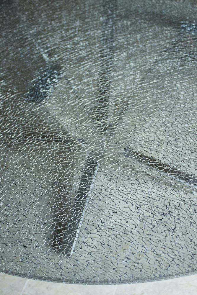 Crackle Glass Top Dining Table With Metal Base | Everything But The House