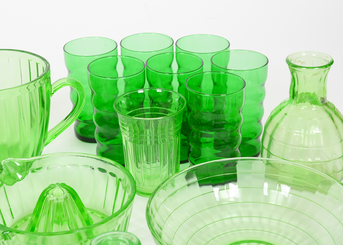 Assortment of Green Glassware | EBTH