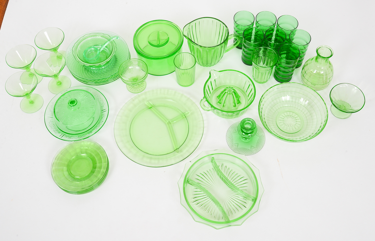 Assortment of Green Glassware | EBTH