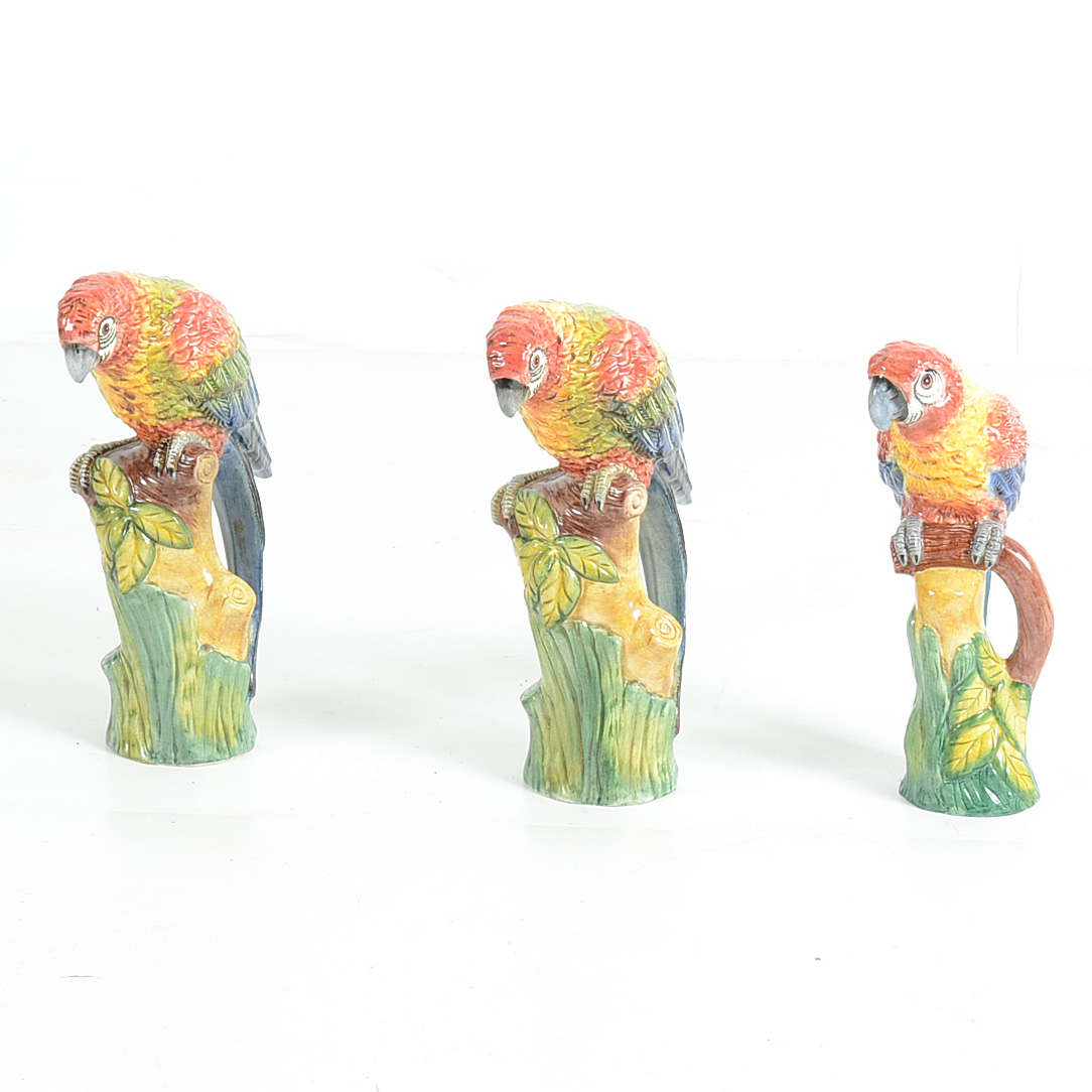 Three Decorative Ceramic Parrots Figures | EBTH