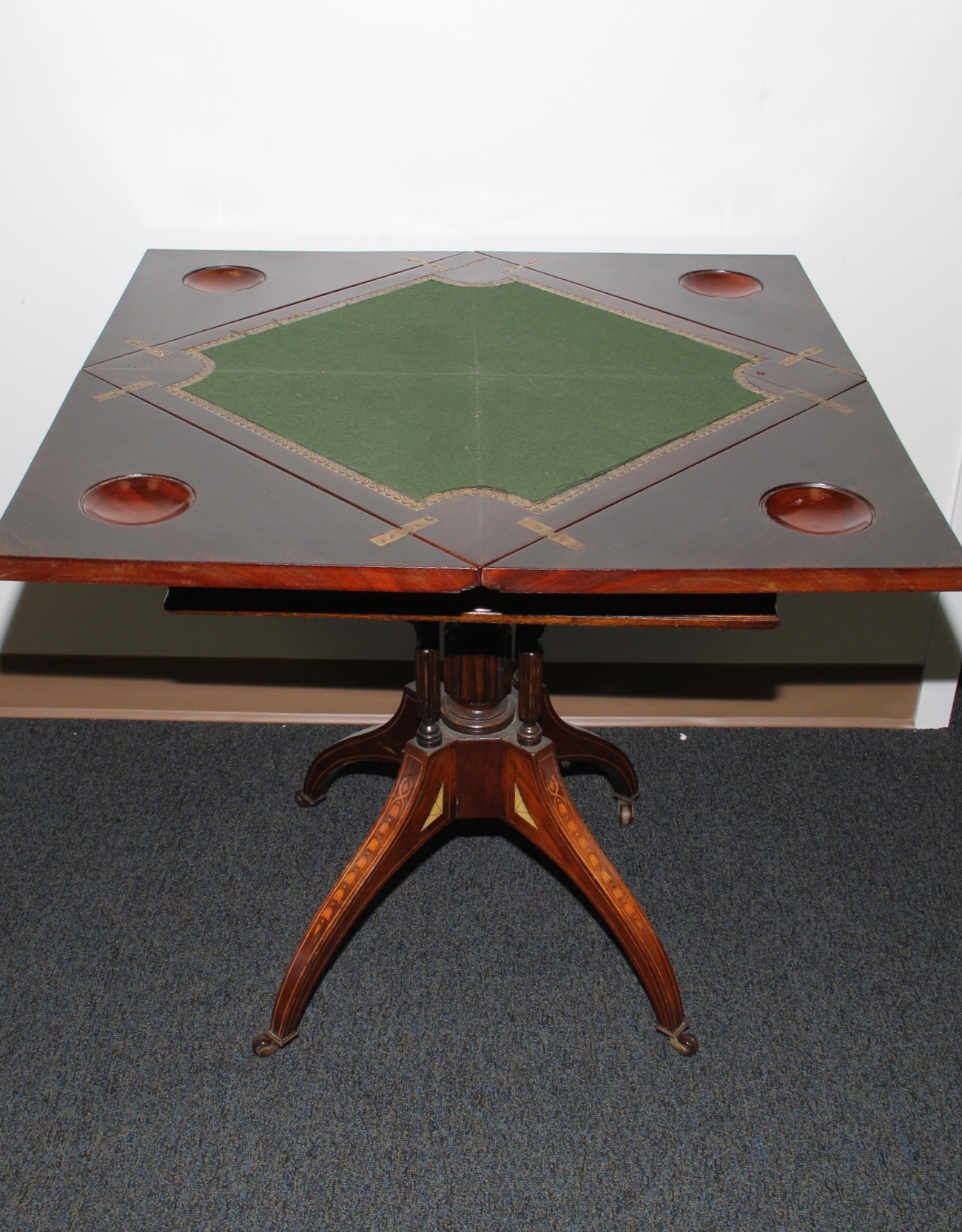 Antique Rosewood Envelope Style Games Table | EBTH