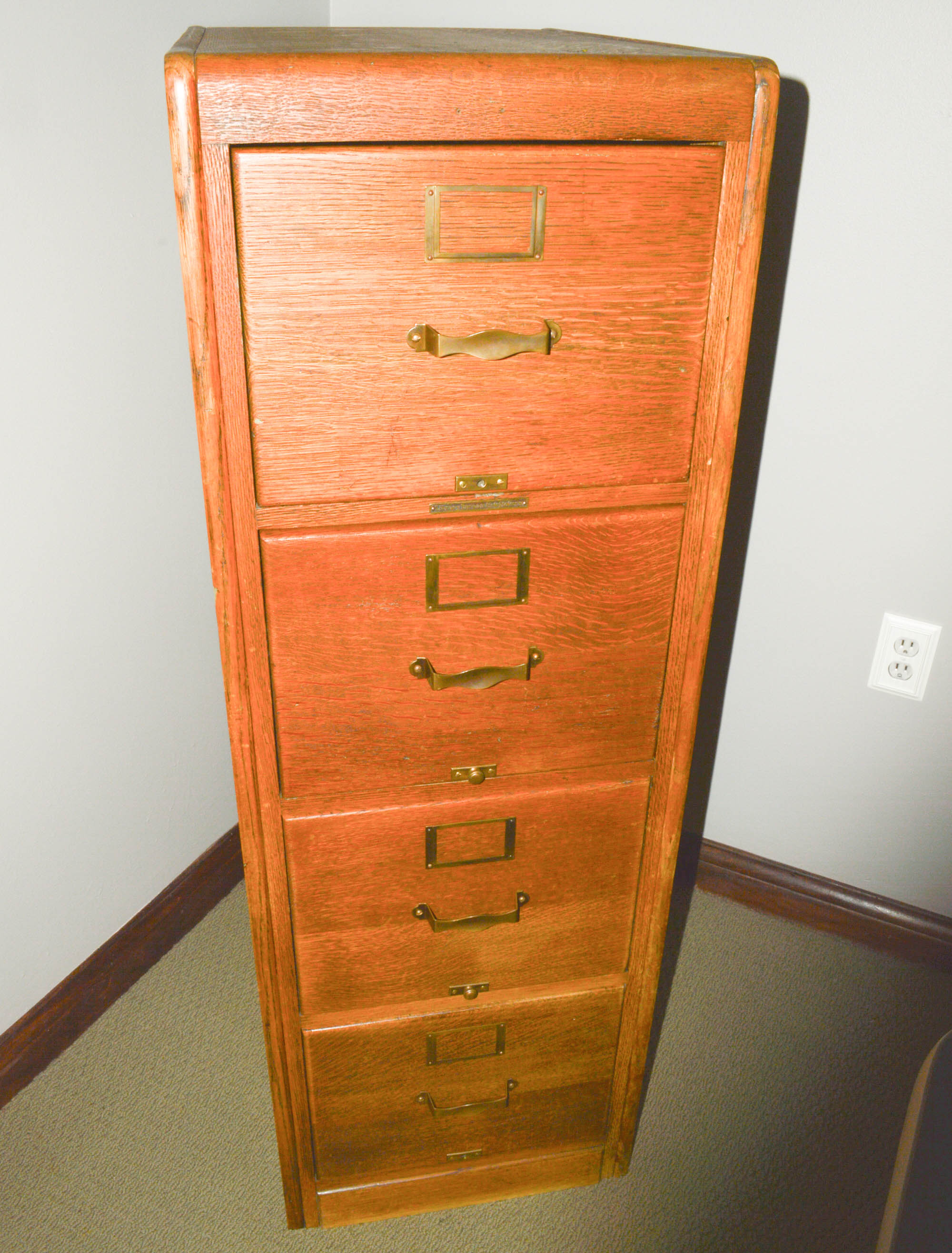 Vintage Oak Four-Drawer File Cabinet | EBTH
