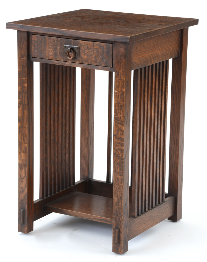 Pair of Stickley Style Quarter-Sawn Oak End Tables / Nightstands | EBTH