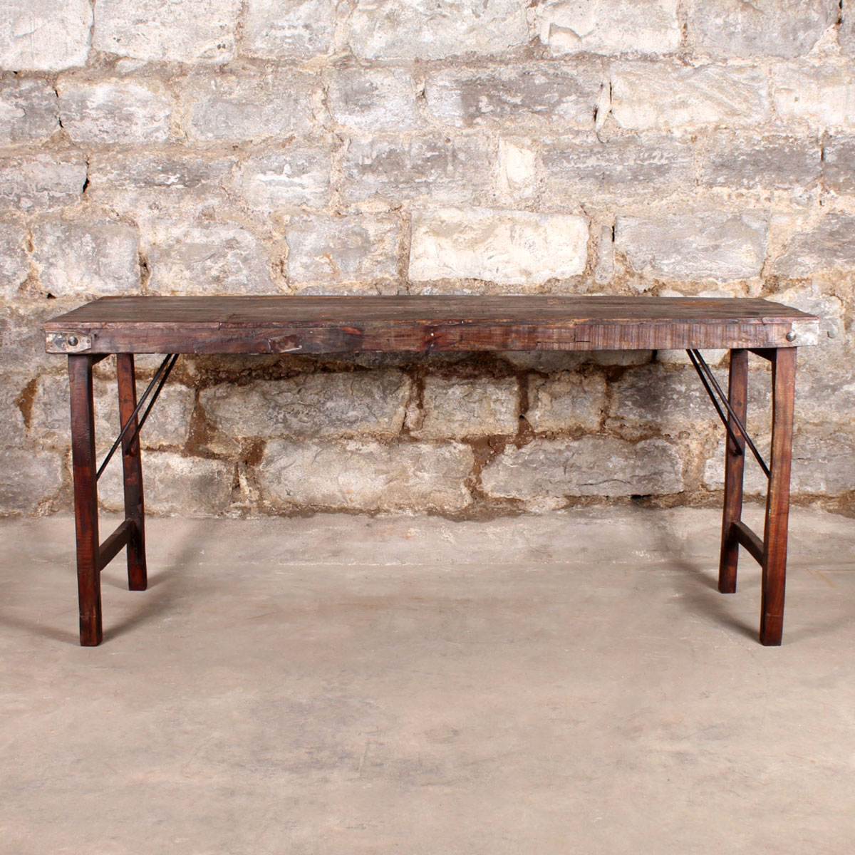 Reclaimed Wood Paneled Dining Table with Metal Strapping | EBTH