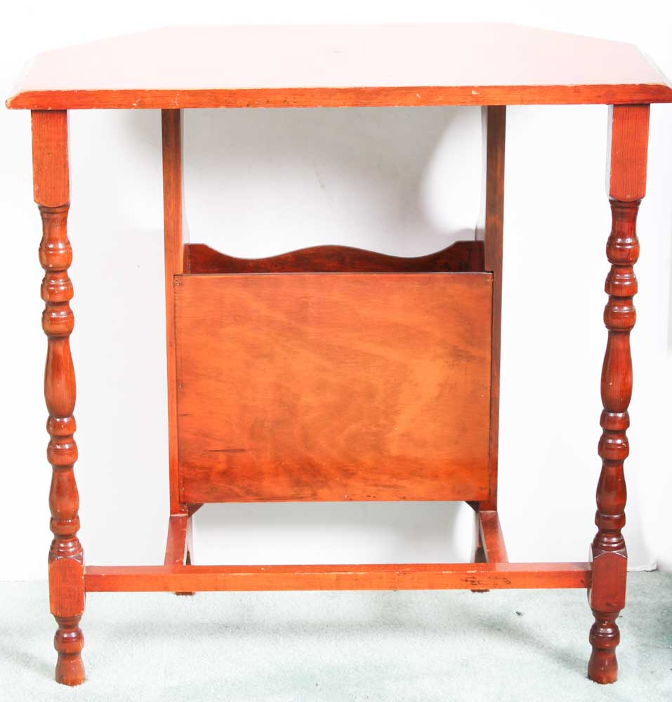 Vintage Cherry Finish Table with Magazine Rack | EBTH