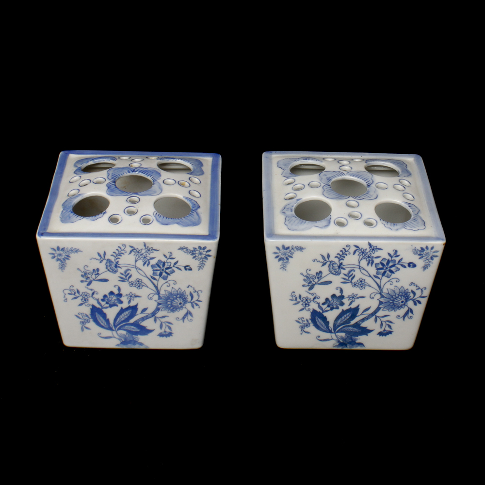 Pair of Square Japanese Flower Frogs | EBTH