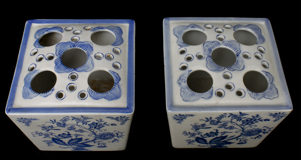 Pair of Square Japanese Flower Frogs | EBTH