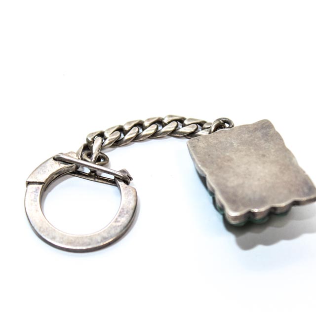 Vintage Sterling and Jade Colored Key Chain | EBTH