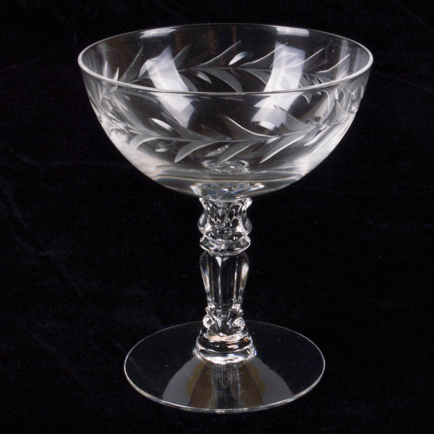 Set of Etched Crystal Sherbet Stemware | EBTH