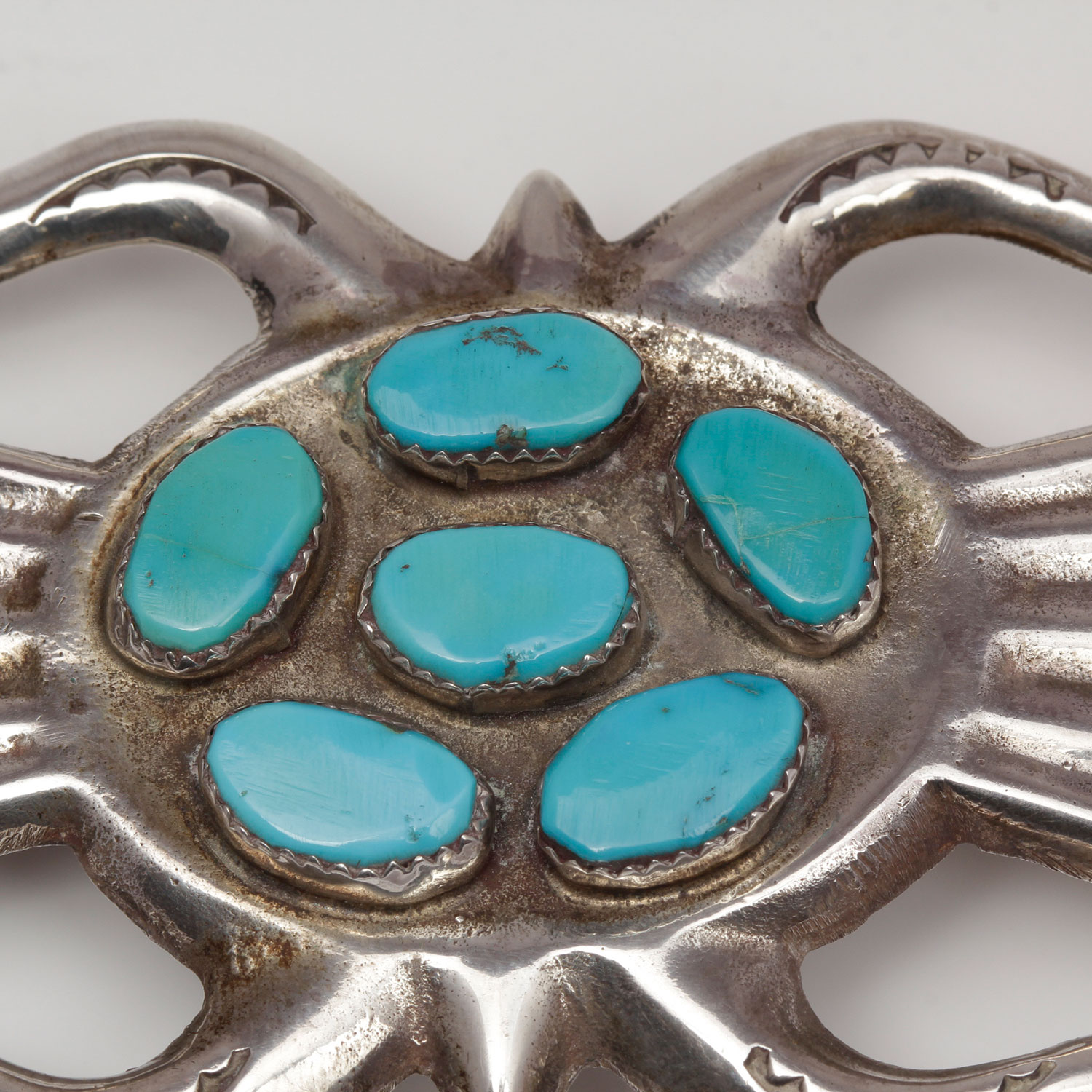 Sterling Silver Turquoise Sand Cast Belt Buckle | EBTH