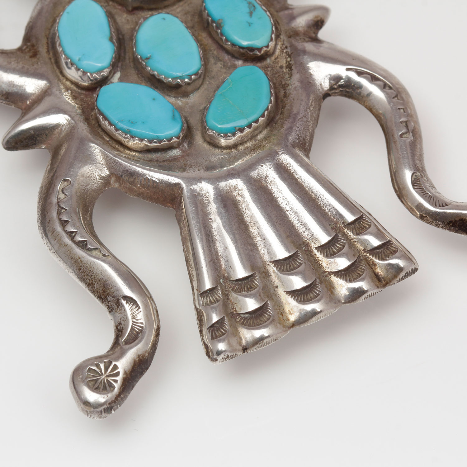 Sterling Silver Turquoise Sand Cast Belt Buckle | EBTH