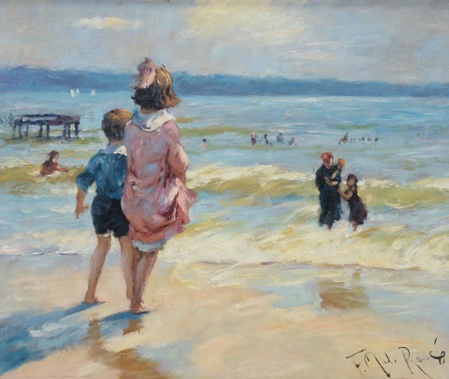 Reproduction Painting After E. H. Potthast's "At the Seashore ...