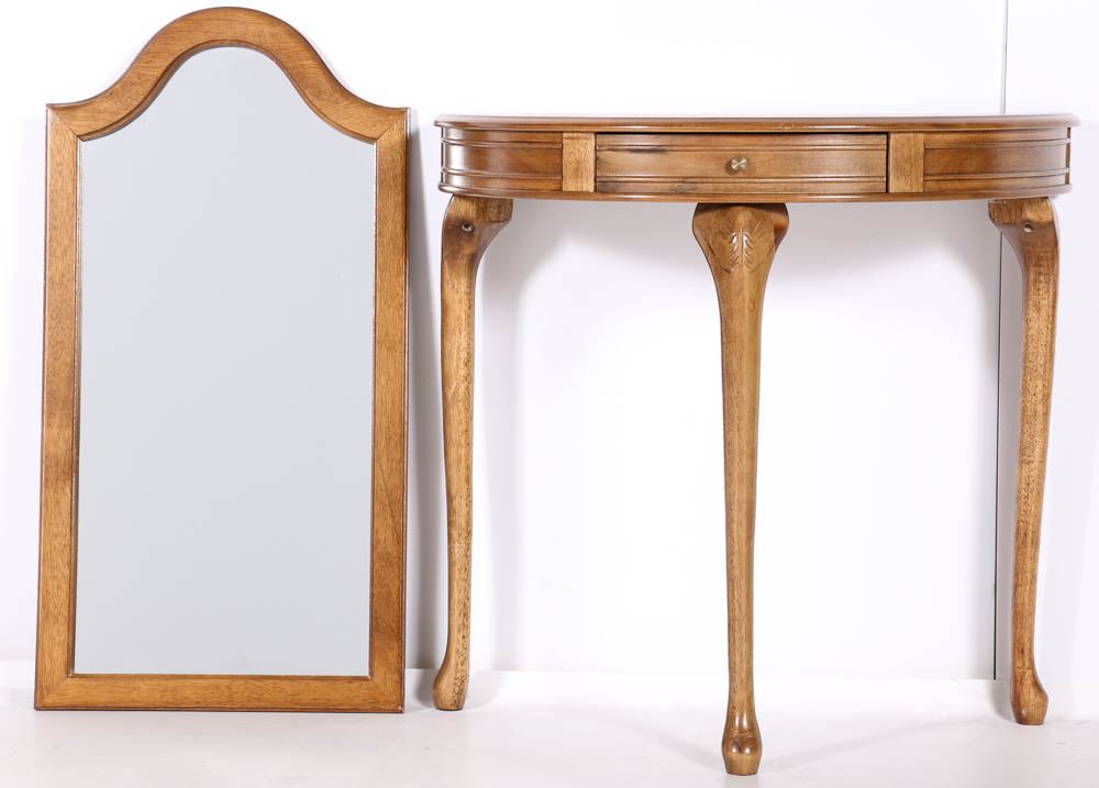 Half Moon Hall Table and Wall Mirror | EBTH