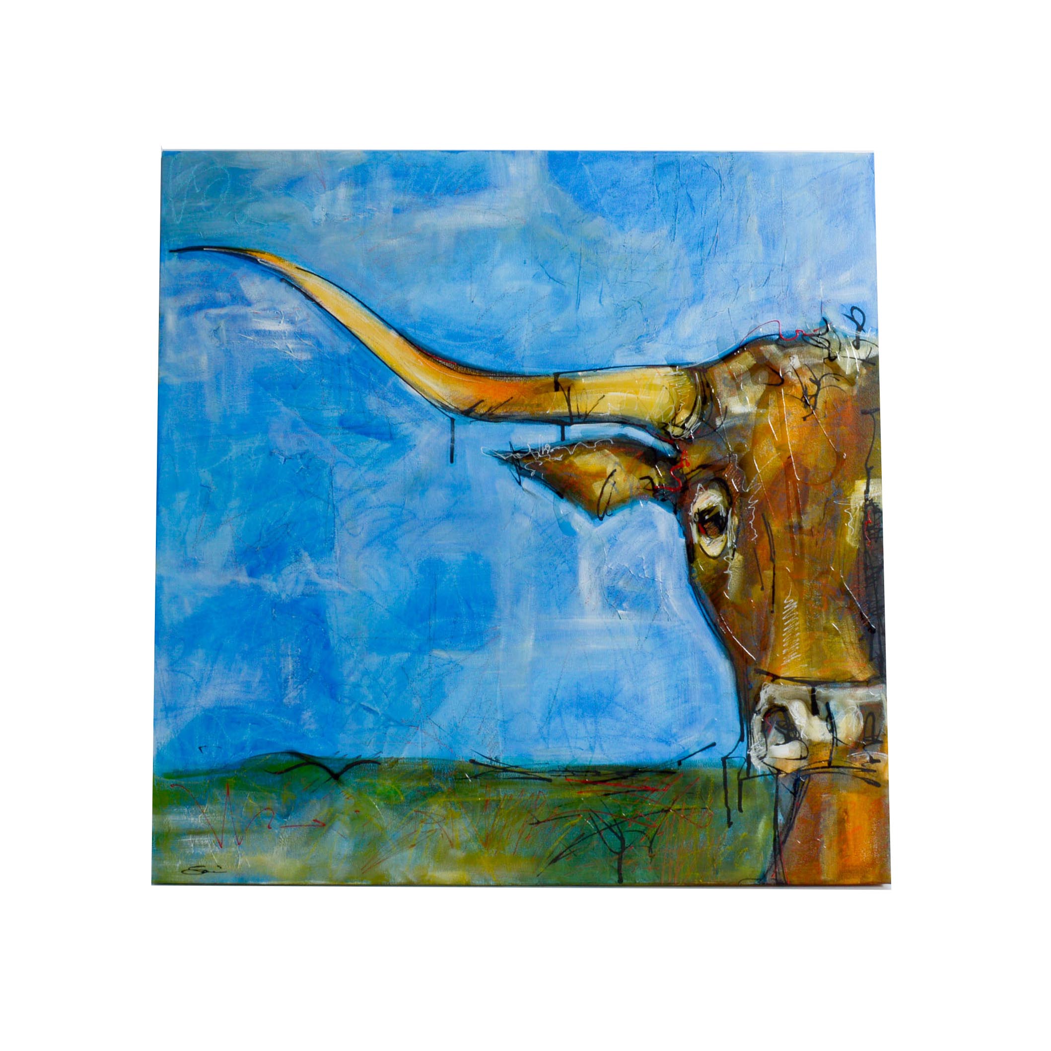 Sonia Colonna-Mathis Signed Mixed Media Painting of a Cow | EBTH