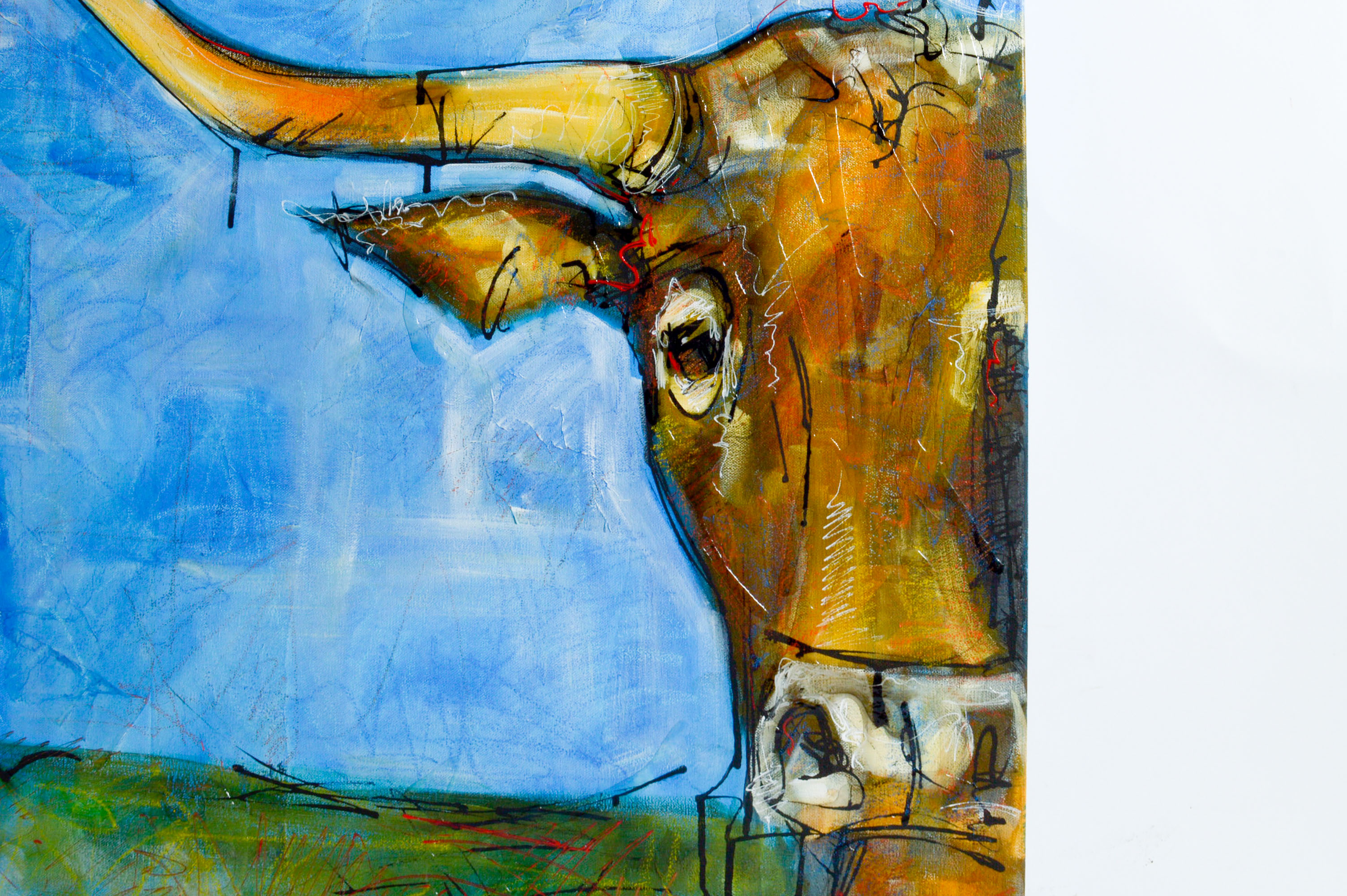 Sonia Colonna-Mathis Signed Mixed Media Painting of a Cow | EBTH