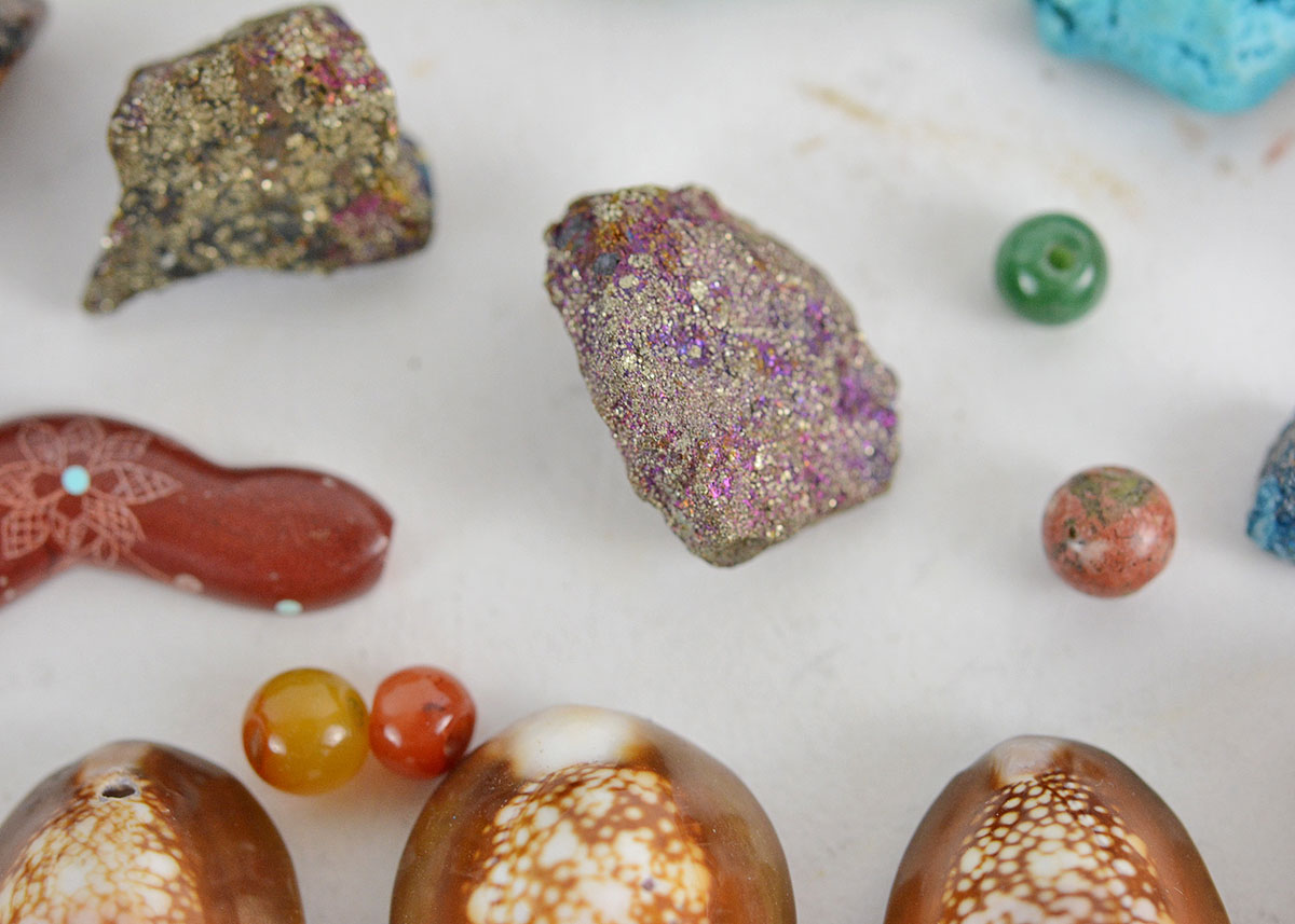 Assorted Stones, Beads, and Shells Including Turquoise, Amethyst | EBTH