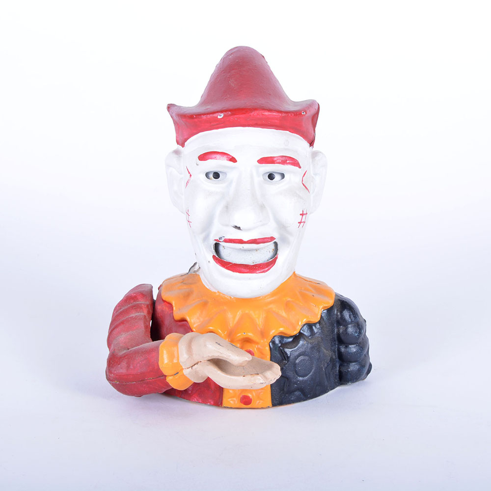 Vintage Cast Iron Jester Coin Bank | EBTH