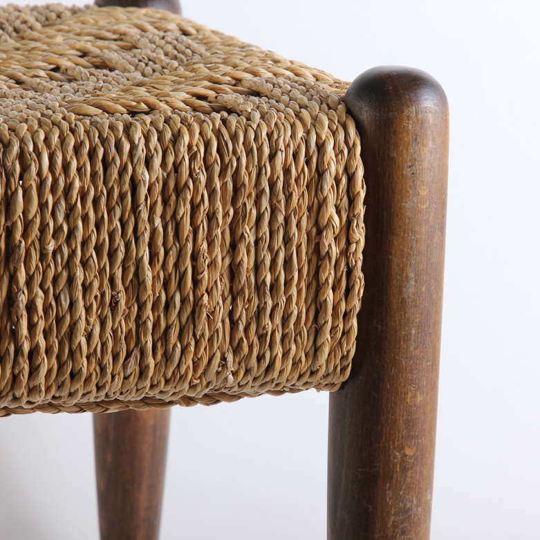 Mid Century Woven Rush Seat Footstool | EBTH