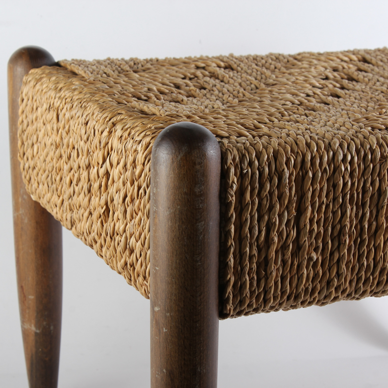 Mid Century Woven Rush Seat Footstool | EBTH