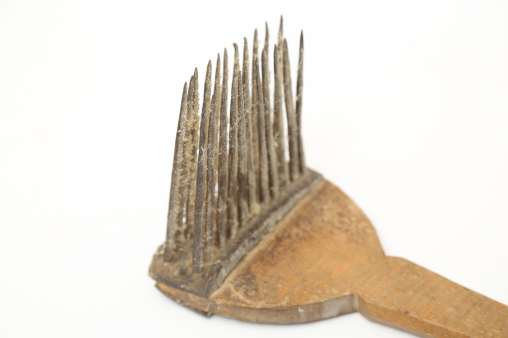 Antique Hetchel Flax Comb and Primitive Metal Containers | EBTH