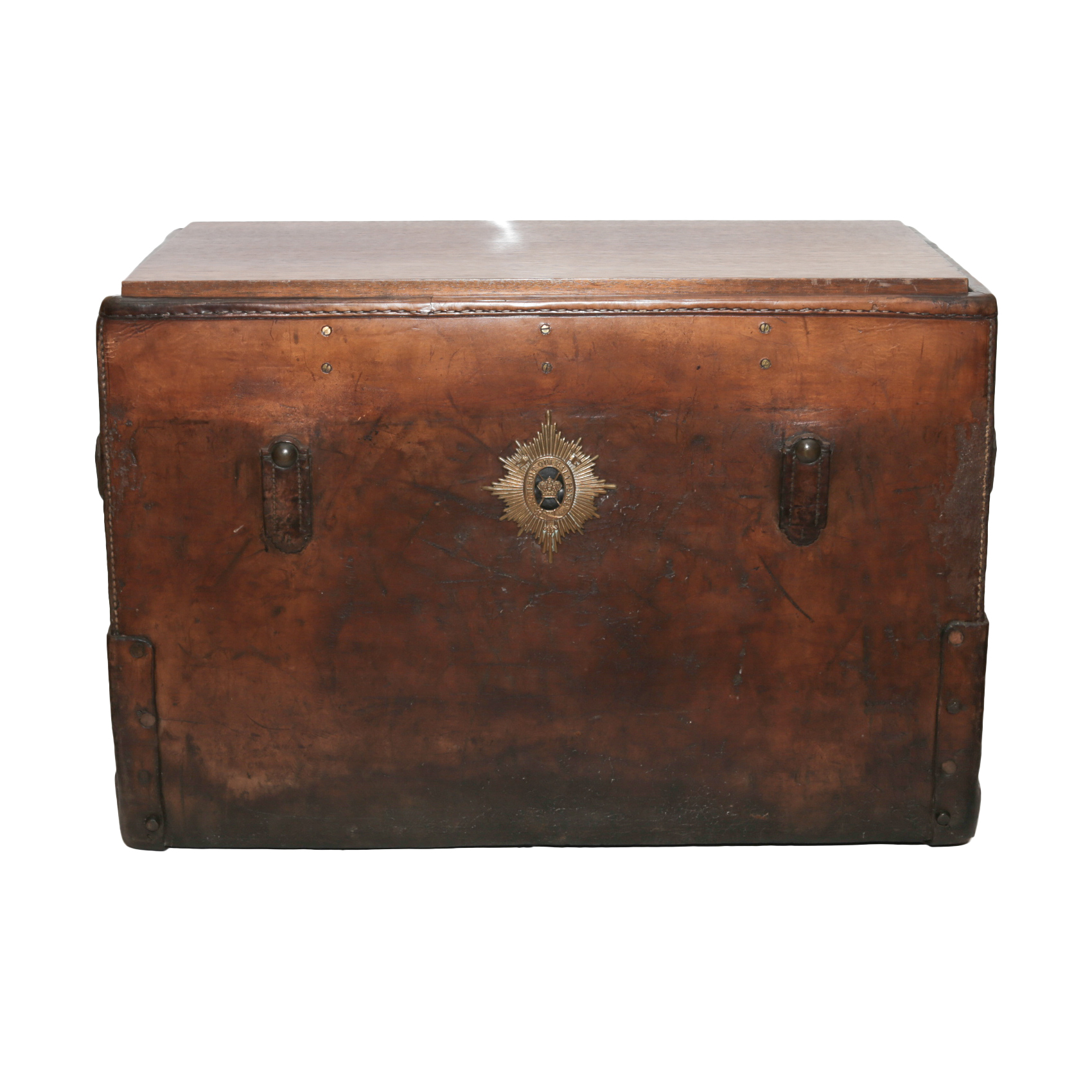 Antique Mahogany and Leather Chest | EBTH